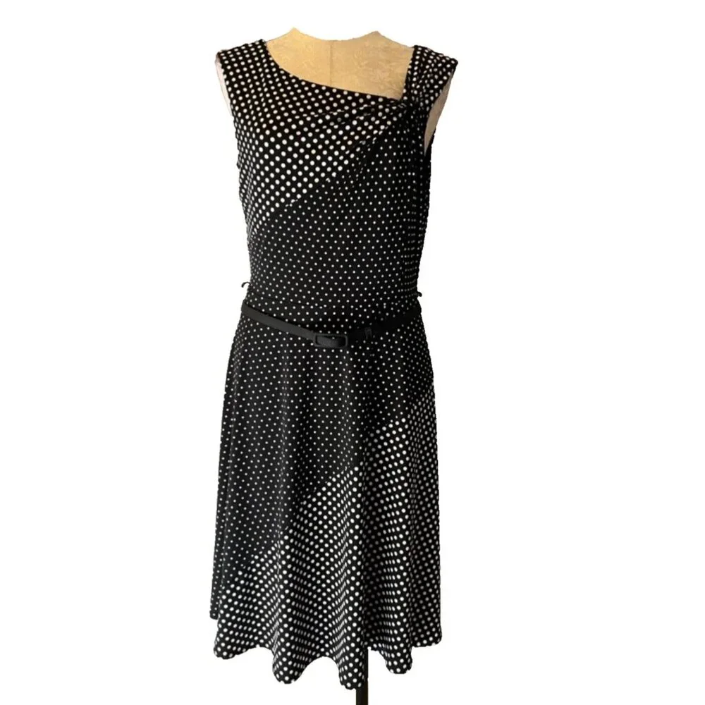 White House Black Market | Dresses | Whbm Dress Black White Polka Dot ...